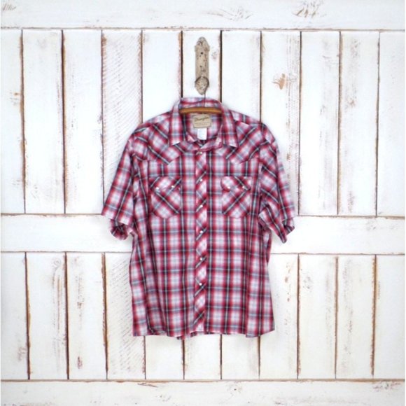 Wrangler | Shirts | Wrangler Red Checkered Plaid Western Button Down ...